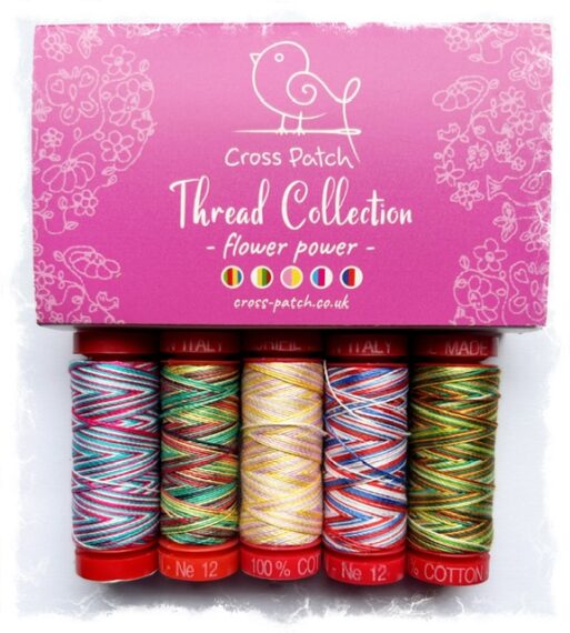 Cross patch Aurifil Perle thread collection